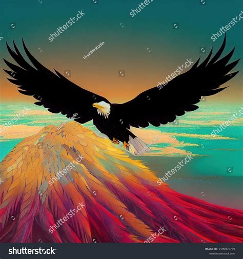 American Bald Eagle Anime Style Front Stock Illustration 2199975799