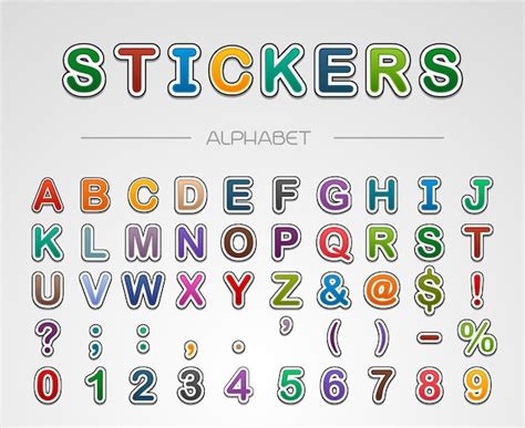 Stickers Alphabet Vector Font Premium Vector