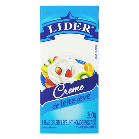 CREME DE LEITE UHT LEVE HOMOGENEIZADO LIDER CAIXA 200G GTIN EAN UPC