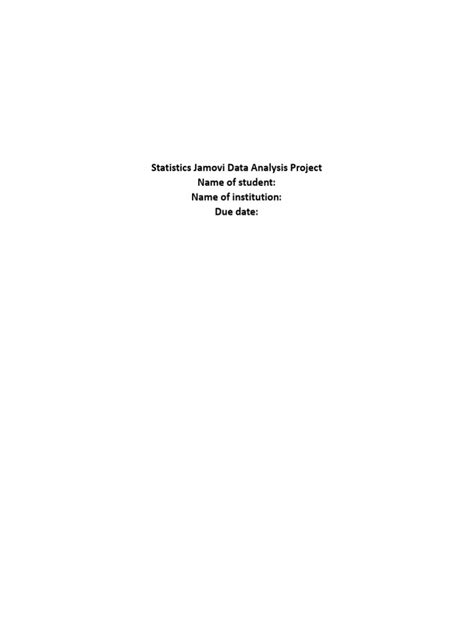 Statistics Jamovi Data Analysis Project Pdf Quality Of Life Gender
