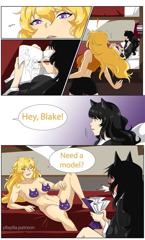 Rule 34 2girls Ahoge Black Hair Blake Belladonna Blonde Hair Canon