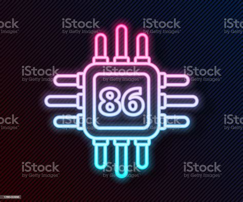 검은 배경에 격리 된 마이크로 회로 Cpu 아이콘빛나는 네온 라인 컴퓨터 프로세서 회로 기판칩 또는 Cpu 마이크로 프로세서 벡터 일러스트레이션 0명에 대한 스톡 벡터 아트