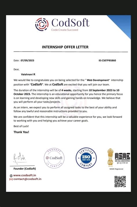 Vaishnavi R On Linkedin Codsoft