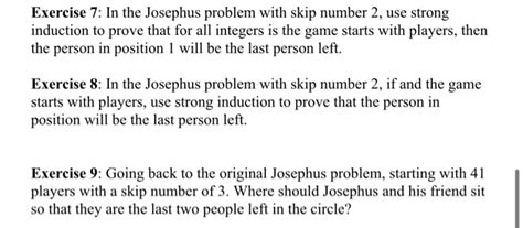 Solved Exercise 7 In The Josephus Problem With Skip Number