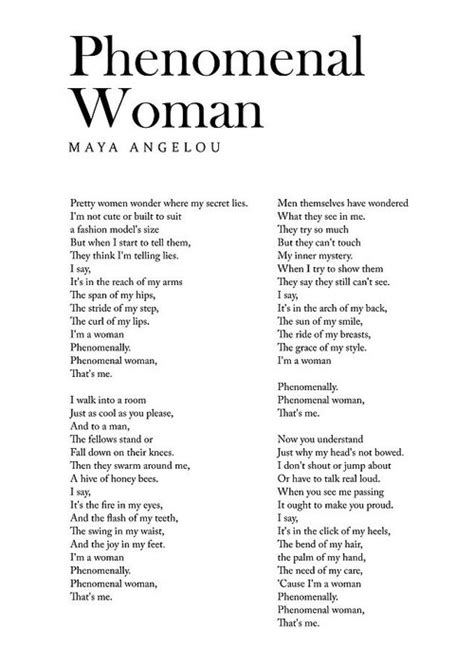Phenomenal Woman Maya Angelou Quotes Im A Woman Phenomenally