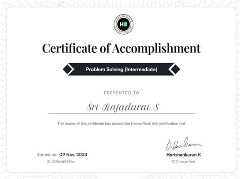 Sri Rajadurai S On Linkedin Hackerrank Certification Programming Problemsolving