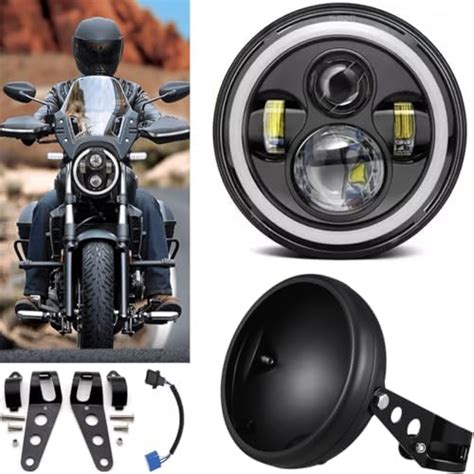 Wjtng Faro H4 Led Para Moto De7 Con Carcasa Faro Faro Redondo Led De Moto Con Luz Alta6500k