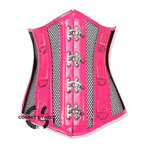 Hot Pink Pvc Leather With Black Mesh Steampunk Costume Etsy