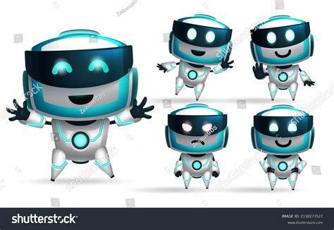 robot characters vector set robotic 3d stock vector royalty free