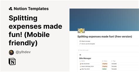 Splitting Expenses Made Fun Mobile Friendly Template By Ylhdev Notion Marketplace