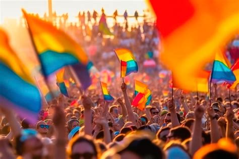Premium Ai Image Ai Generated Closeup Rainbow Flags Of Lgbt Community
