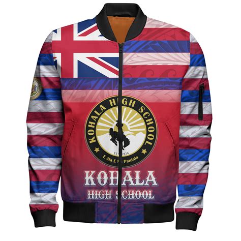 Hawaii Kohala High School Bomber Jacket Flag Color With Traditional