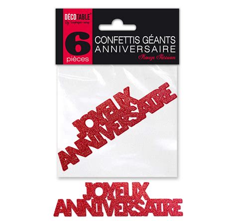 6 Confettis géants Joyeux Anniversaire Paillettes Surprisez vous