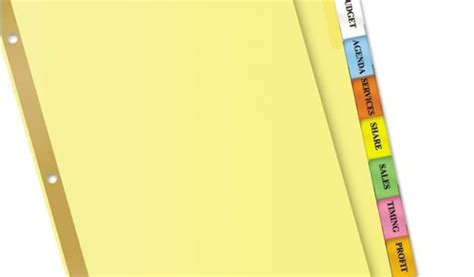 Avery 8 Tab Template 11112 Ave11111 Avery Insertable Big Tab Dividers