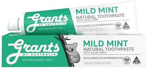 Grants Natural Toothpaste Mild Mint 110g Grants Shop By Brand