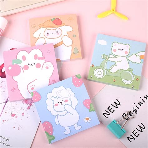 Jual 80 Lembar Sticky Notes Memopad Desain Karakter Esthetic Cute