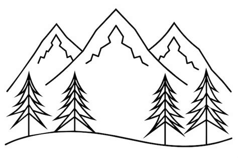 Premium Vector Coloring Book Page Forest With Mountain