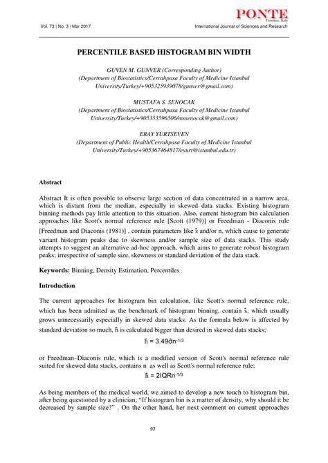 Pdf Percentile Based Histogram Bin Width