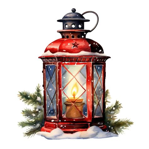 Premium Psd Lantern For Christmas Event Watercolor Style Ai Generated