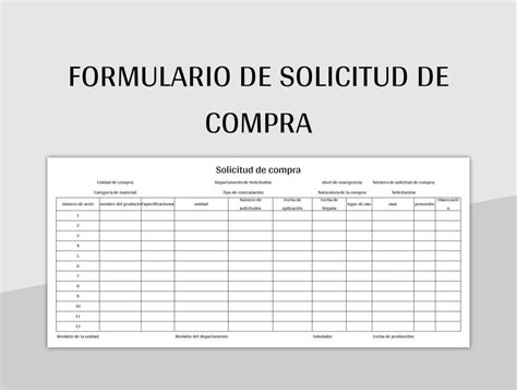 Plantilla de Excel Formulario De Solicitud De Compra y Hoja de Cálculo