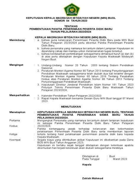 Sk Panitia Ppdb Tp 2023 2024 Pdf