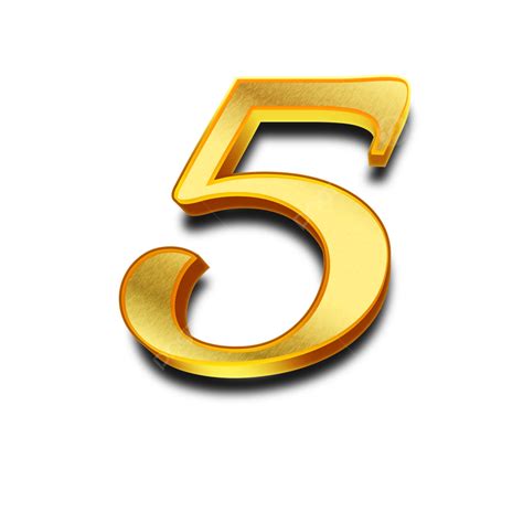 Dorado Brillante 5 Cinco Números Con Fondo Transparente Vector PNG