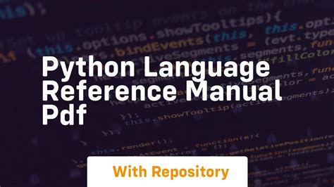 Python Language Reference Manual Pdf Youtube