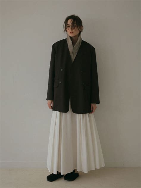 ノーカラーダブルブレストオーバージャケット S Beige アウター │ Etre Tokyo Official Online Store