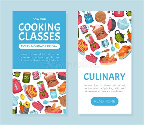 Cooking Class And Kitchen Utensil Banner Design Vector Template Stock