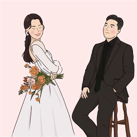 웨딩 사진 라인 드로잉 일러스트 포트폴리오 크몽