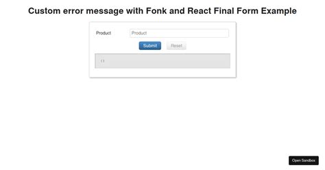 Custom Error Message Codesandbox