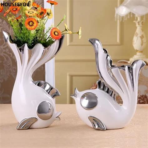 Creative Fish Shape Design Flower Vase Home Decorative Ceramic Vase