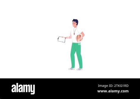 Animated School Athletic Trainer Pe Class Teacher Full Body Flat