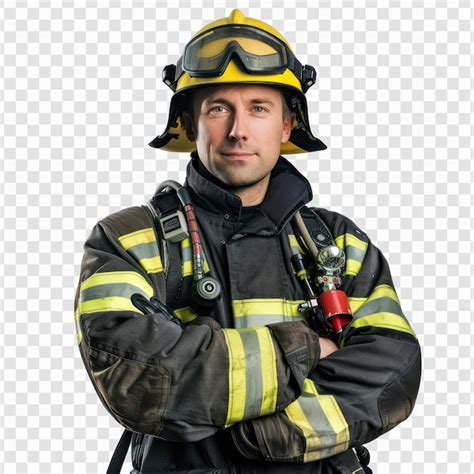 Premium Psd Crossed Arm Of Male Firefighter On Transparency