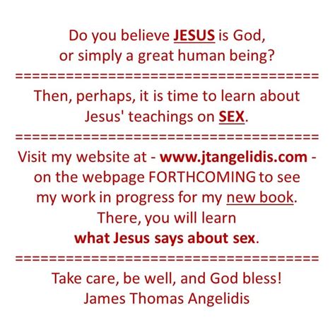 Jesus Lessons On Sex 2 James Thomas Angelidis