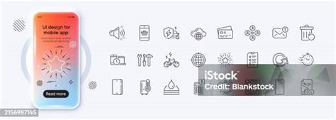 새 메시지 스마트폰 구매 및 웹 앱용 보고서 라인 아이콘 픽토그램 아이콘입니다 전화 모형 그라데이션 화면입니다 벡터 3차원 형태에 대한 스톡 벡터 아트 및 기타 이미지