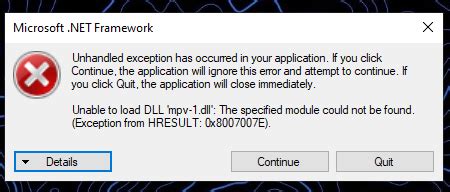 Unable To Load Dll Mpv Dll Issue Mpvnet Player Mpv Net