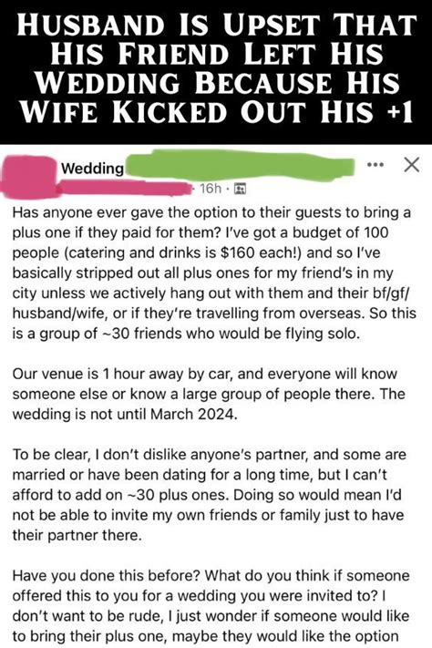 Husband Is Upset That His Friend Left His Wedding Because His Wife
