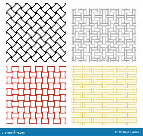 Seamless Weave Hexagon Pattern In Linear Style Art Vector Illustration