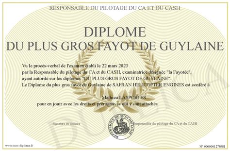 Diplome Du Plus Gros Fayot De Guylaine