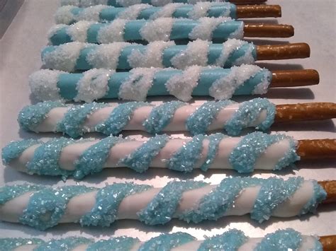 Pretzel Rods Chocolate Covered Pretty In Blue And White Pretzel Rods