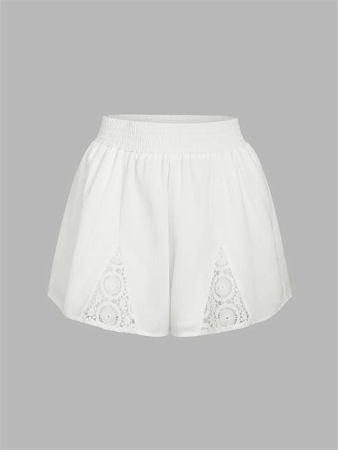 Woven Solid Elastic Waist Mini Shorts For Daily Casual School