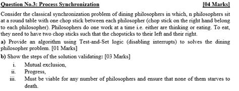 Solved Question No Process Synchronization Marks Chegg