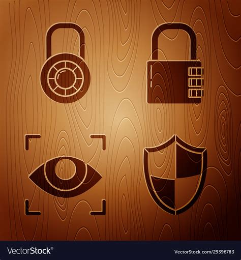 Set Shield Safe Combination Lock Wheel Eye Vector Image