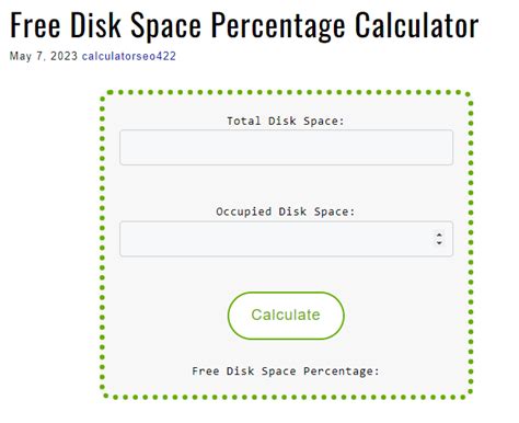 Free Disk Space Percentage Calculator Your Calculator Home