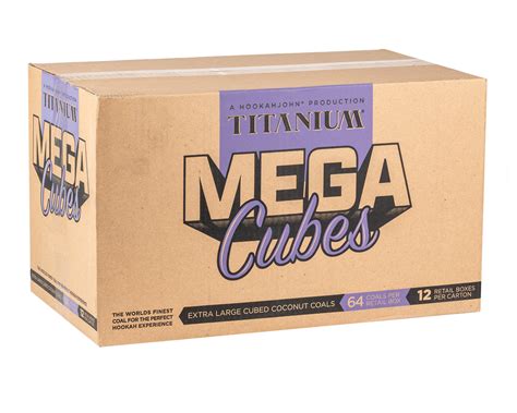 Titanium Mega Cubes Natural Hookah Coals Full Case Mega Cubes 64x1
