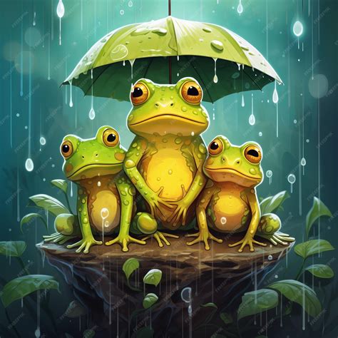 Ranas En La Lluvia Una Encantadora Caricatura Con Marcos Irregulares Y