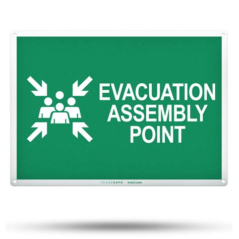 Evacuation Assembly Point Sign Aluminum Evacuation Signs Tradesafe