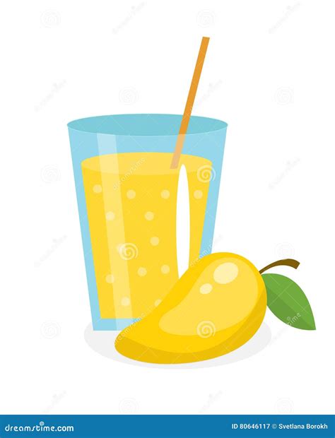 Jus De Mangue Dans Un Verre Frais D Isolement Sur Le Fond Blanc Fruit