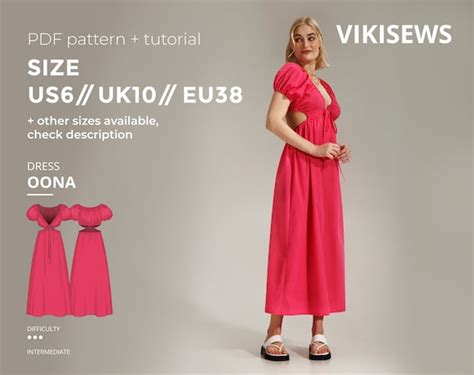 Oona Summer Dress With Naked Back Sewing Pattern With Tutorial Etsy